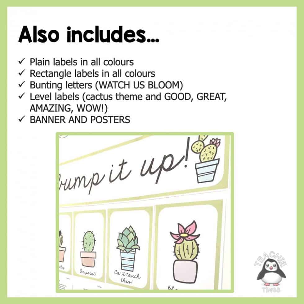 Bump It Up Wall Display - Cacti/Succulent Theme — Teachie Tings