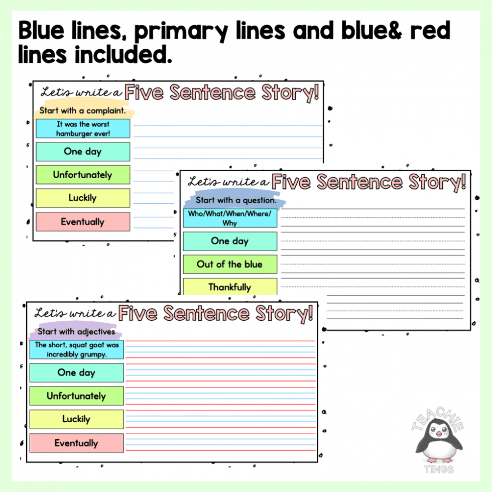 Five Sentence Stories - Narrative — Teachie Tings