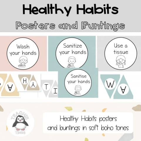 Healthy Habits Posters and Buntings – Teachie Tings – Time-Saving ...