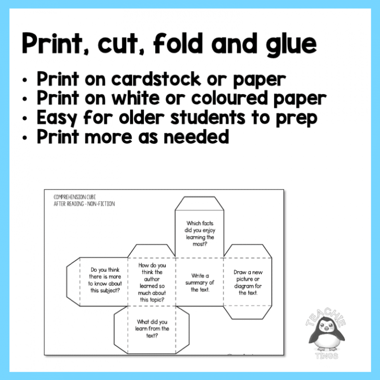 Reading Comprehension Dice - Fiction And Non-Fiction — Teachie Tings