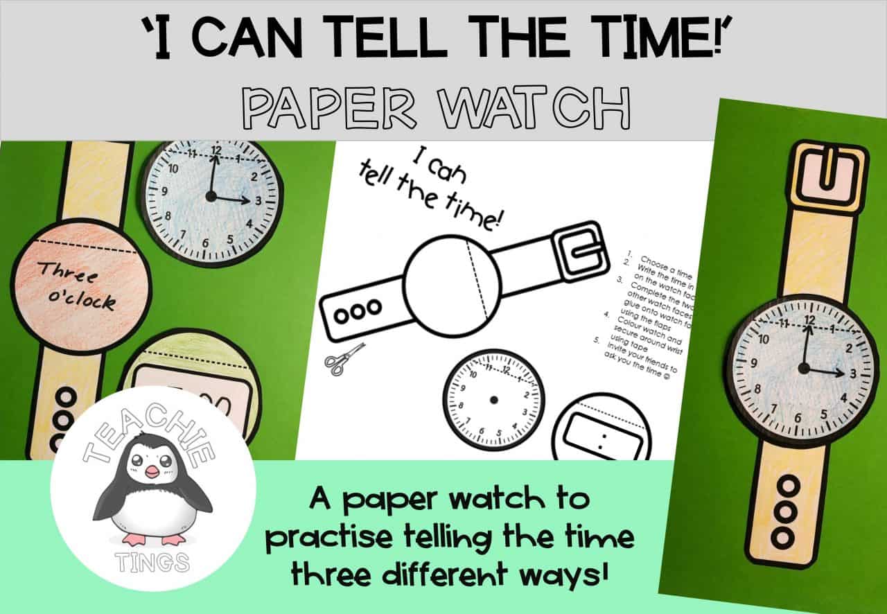 Telling Time Paper Watch – Teachie Tings