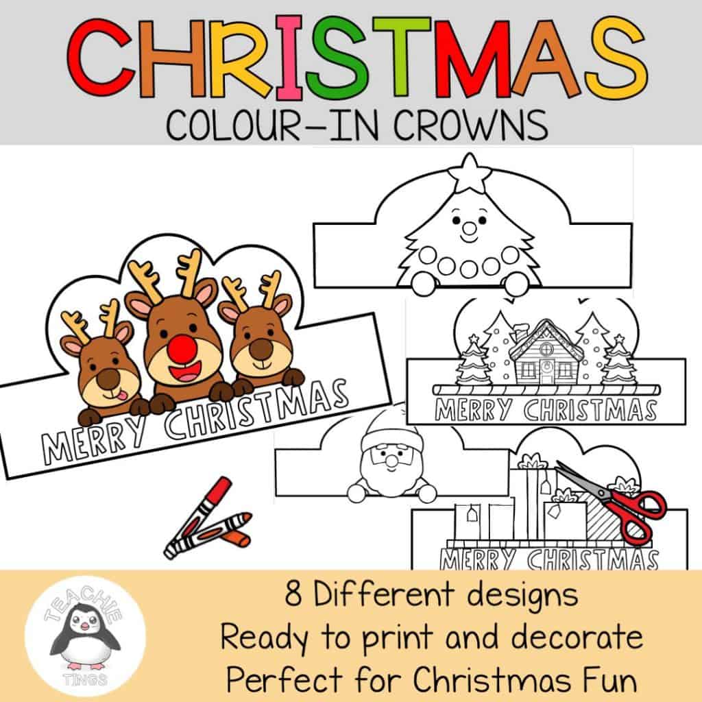 Christmas Colour-In Crowns – Teachie Tings – Time-Saving Teacher Resources