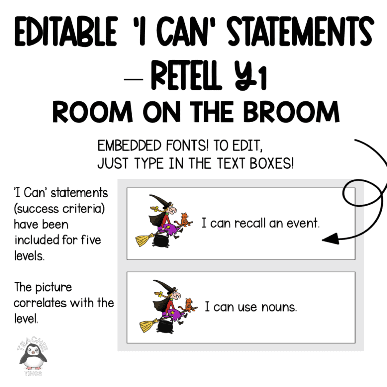 Room On The Broom Bump It Up Wall – Retell ‘I Can’ Statements – Year ...