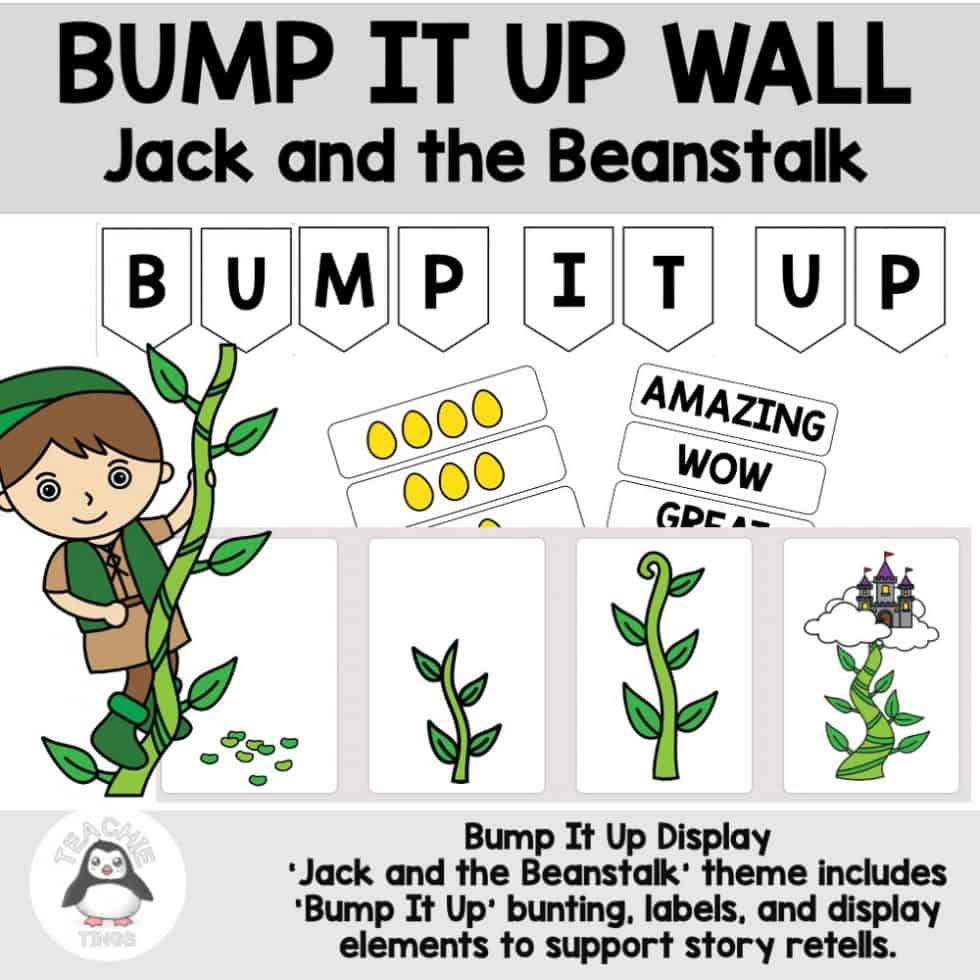 Jack and the Beanstalk Bump It Up Wall and Retell Writing Sample BUNDLE ...
