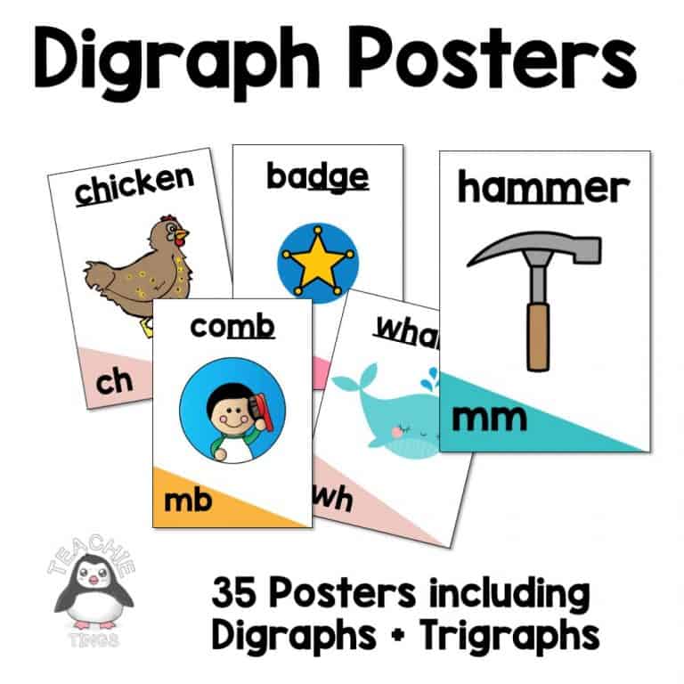 Digraph Posters/Cards including digraphs, trigraphs and silent letter ...