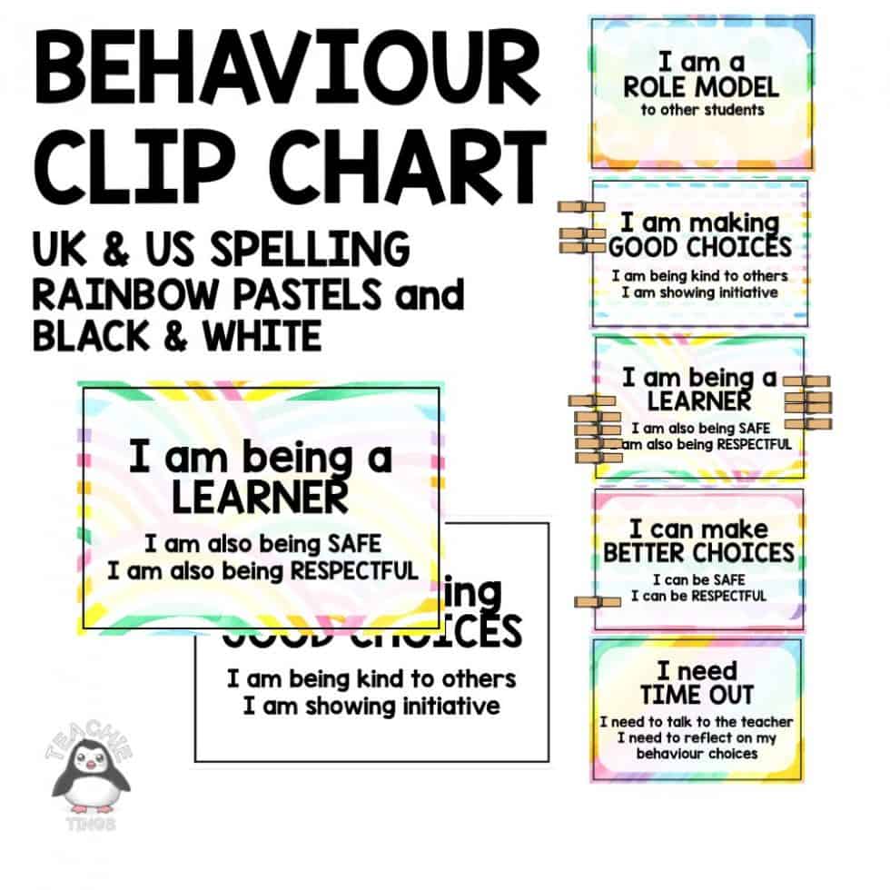 Positive Behaviour Clip Chart - PASTEL RAINBOW Theme — Teachie Tings