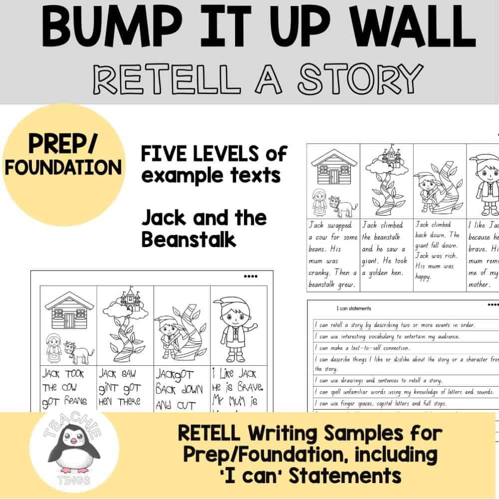 Kinder Prep Foundation Writing Exemplars Retell Pack Teachie Tings
