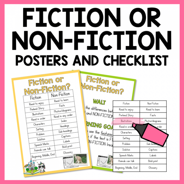 Fiction and Nonfiction Posters and Student Checklist – Teachie Tings
