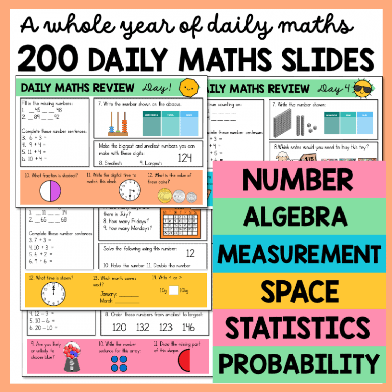 Year 2 Daily Maths Review Slides - Australian Curriculum Year-Long ...