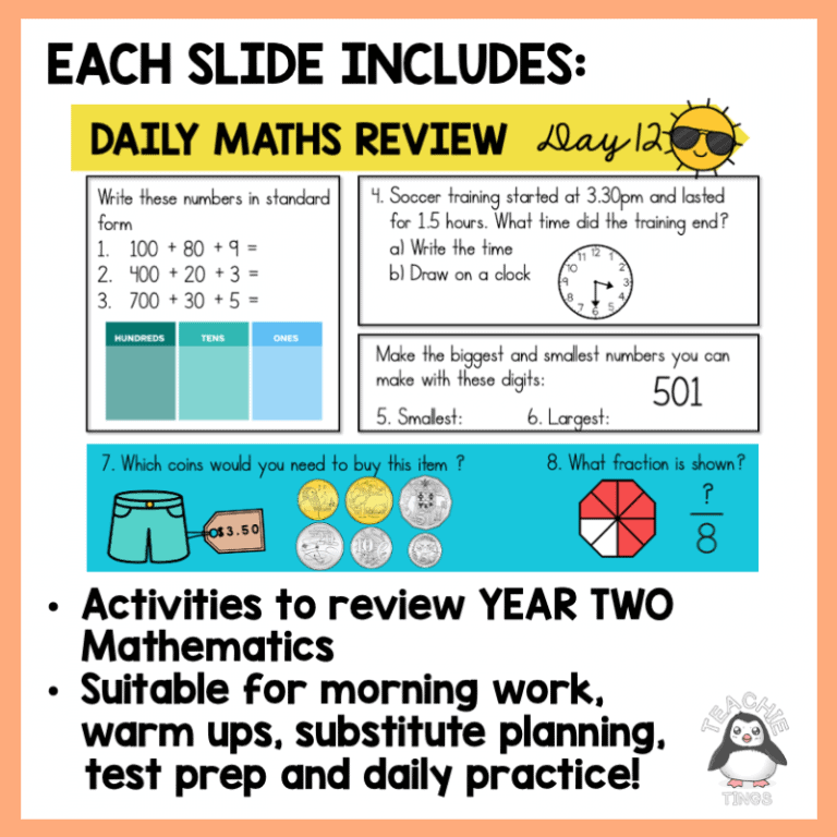 Year 2 Daily Maths Review Slides - Australian Curriculum Year-Long ...