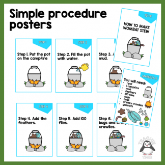 Wombat Stew Procedural Writing Posters + recipe sequencing – Teachie ...