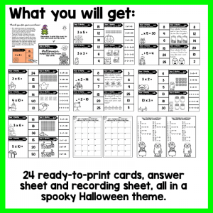 Halloween Multiplication Task Cards - Teachie Tings