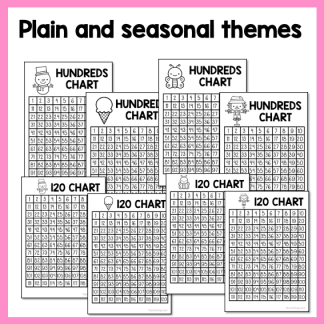 Hundreds Charts and 120 Charts | Plain and with Seasonal Themes ...