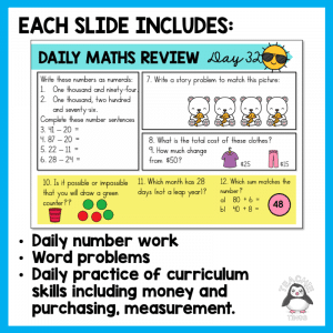 Year 3 Daily Maths Review Slides - Australian Curriculum 10 Weeks - SET ...