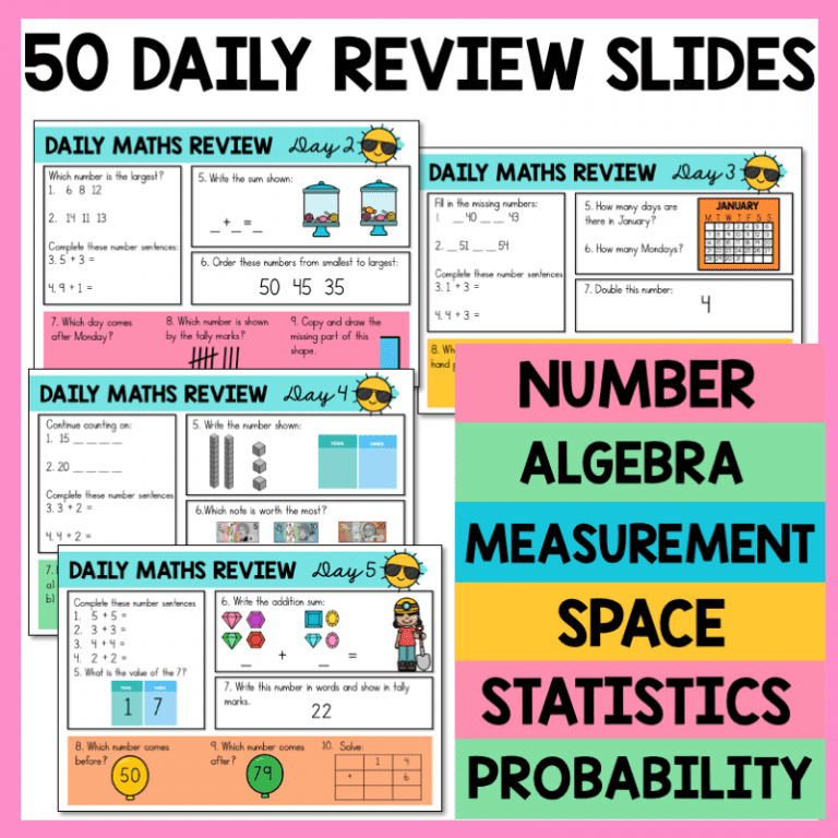 Year 2 Daily Maths Review Slides - Australian Curriculum 10 Weeks - SET ...