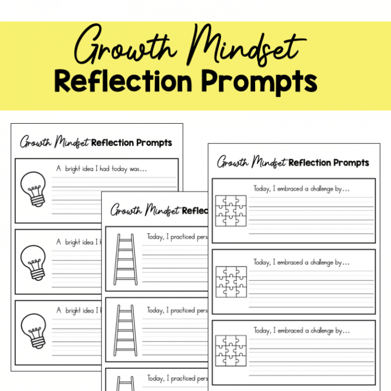 Growth Mindset Reflection Prompts – Teachie Tings