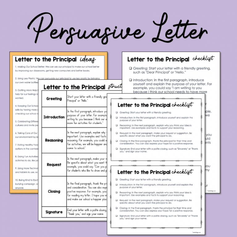 Persuasive Letter – Letter to the Principal – Teachie Tings – Time ...