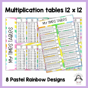 Times Table Multiplication Practice Charts For Students - Pastel ...