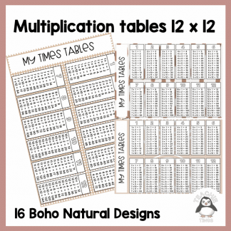 Times Table Multiplication Practice Charts For Students - Boho Natural ...