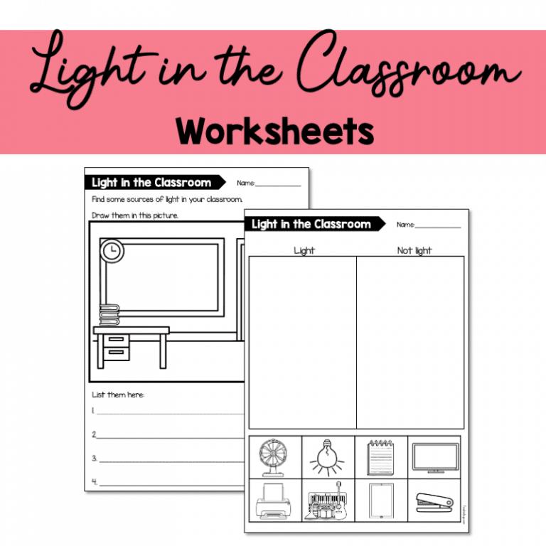 Light In The Classroom Worksheets — Teachie Tings