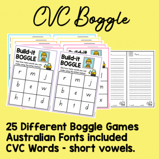 CVC Boggle Game Cards and Recording Sheet – Teachie Tings – Time-Saving ...