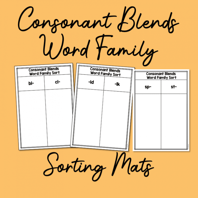 Consonant Blends Word Family Sorting Mats – Teachie Tings