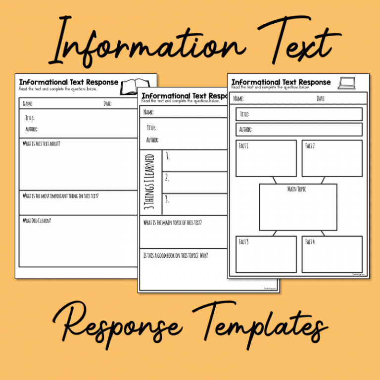 Information Text Response Templates – Teachie Tings – Time-Saving ...