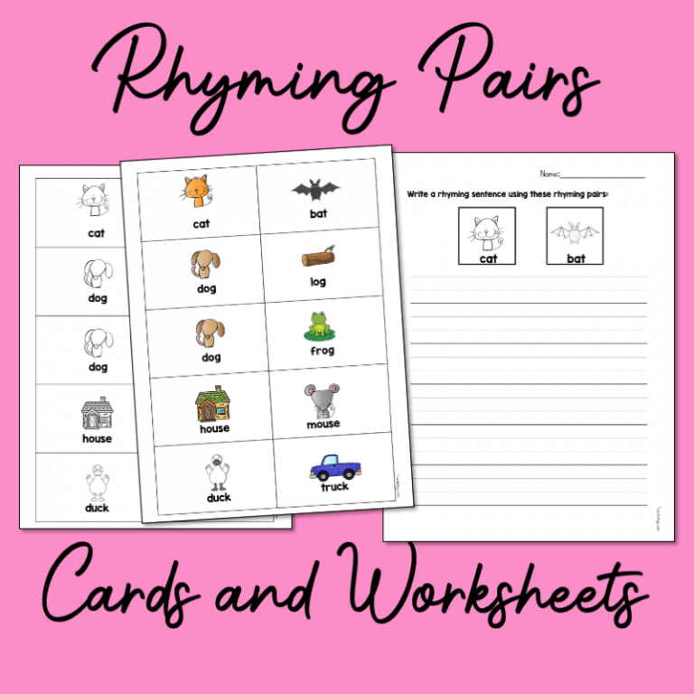 Rhyming Pairs Cards and Worksheets – Teachie Tings – Time-Saving ...