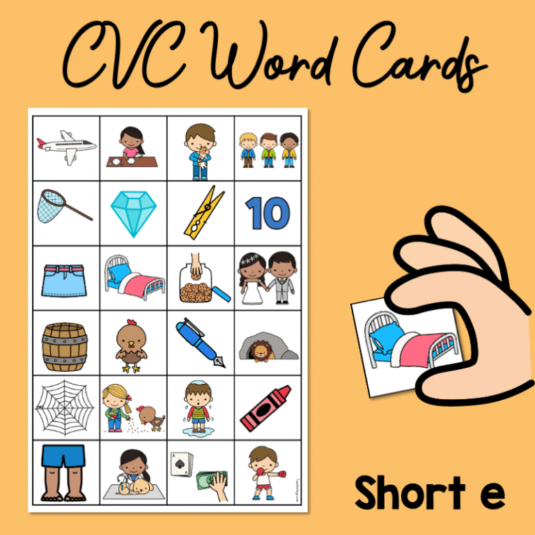 CVC Word Picture Cards – Short e – Teachie Tings