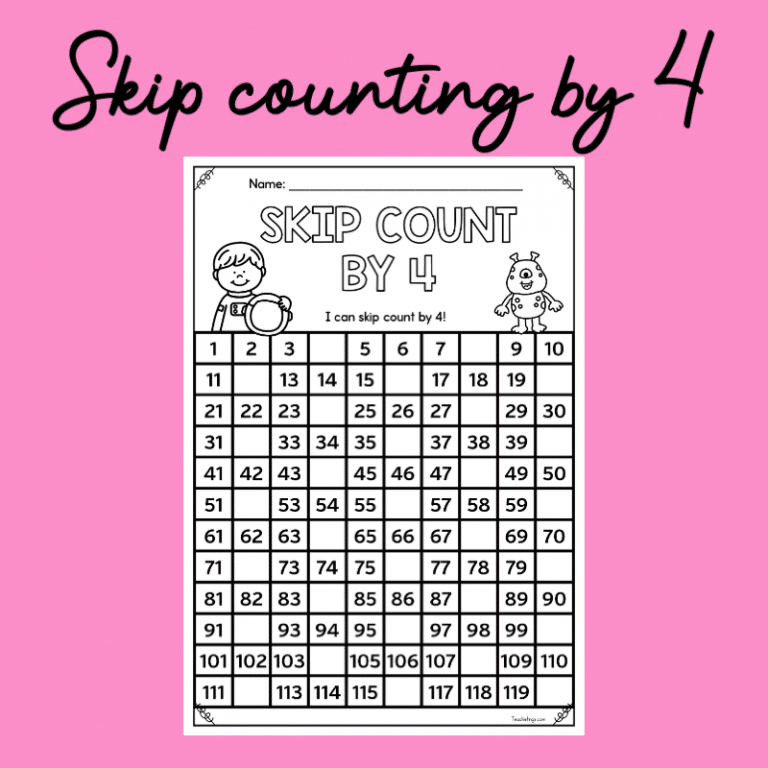 Skip Counting By 4 Worksheet — Teachie Tings