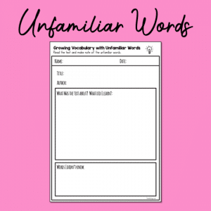 Unfamiliar Words | Vocabulary in Text – Teachie Tings – Time-Saving ...