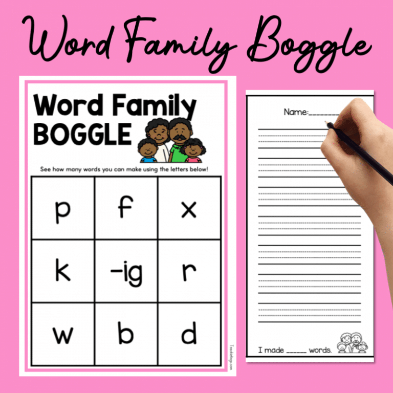 Word Family Boggle Game Cards and Recording Sheet – Teachie Tings