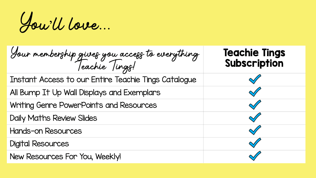 Subscription – Teachie Tings – Time-Saving Teacher Resources