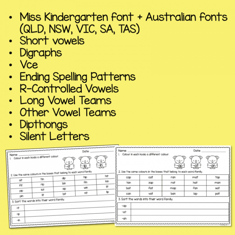 Word Sort Worksheets | Aussie Fonts – Teachie Tings – Time-Saving ...