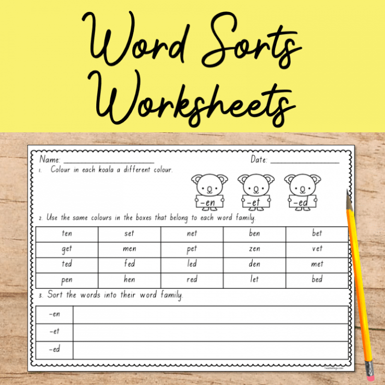 Word Sort Worksheets | Aussie Fonts – Teachie Tings – Time-Saving ...