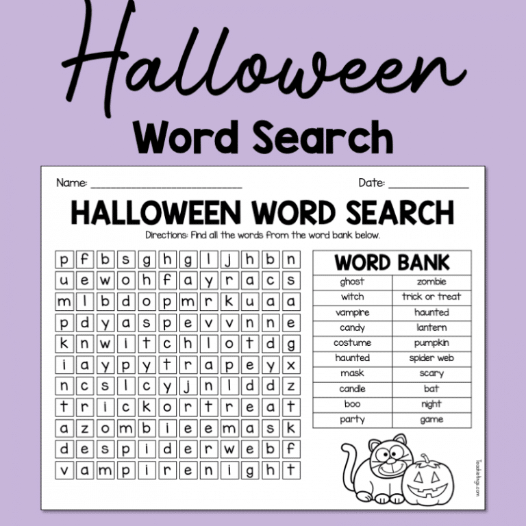 Halloween Word Search – Teachie Tings – Time-Saving Teacher Resources