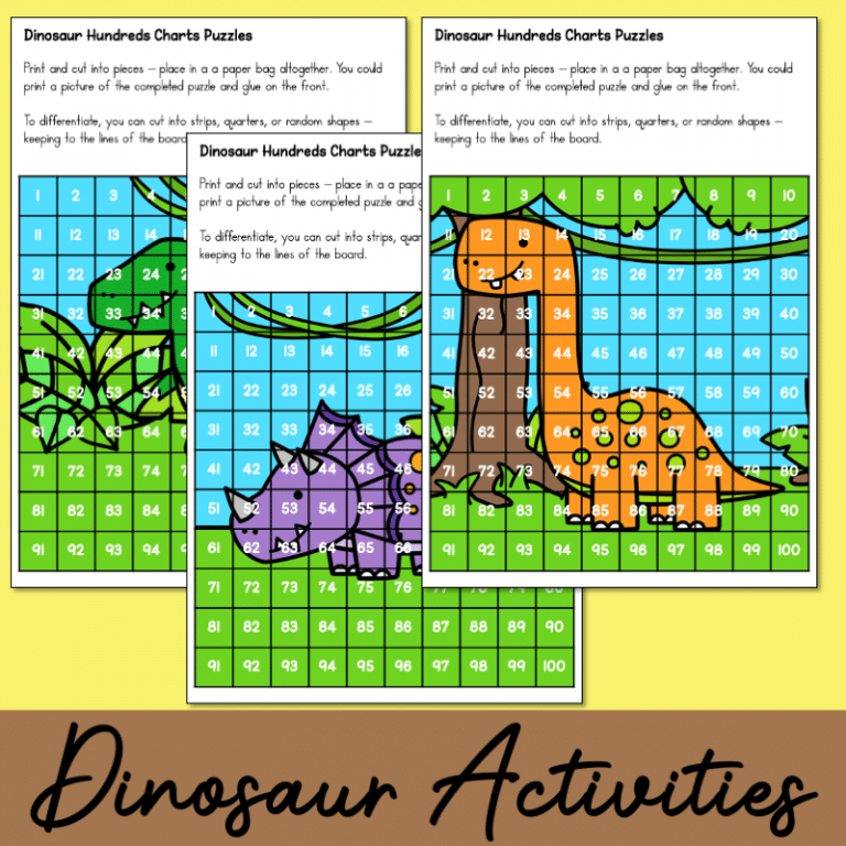 Dinosaur Hundreds Chart Puzzles – Teachie Tings – Time-Saving Teacher ...