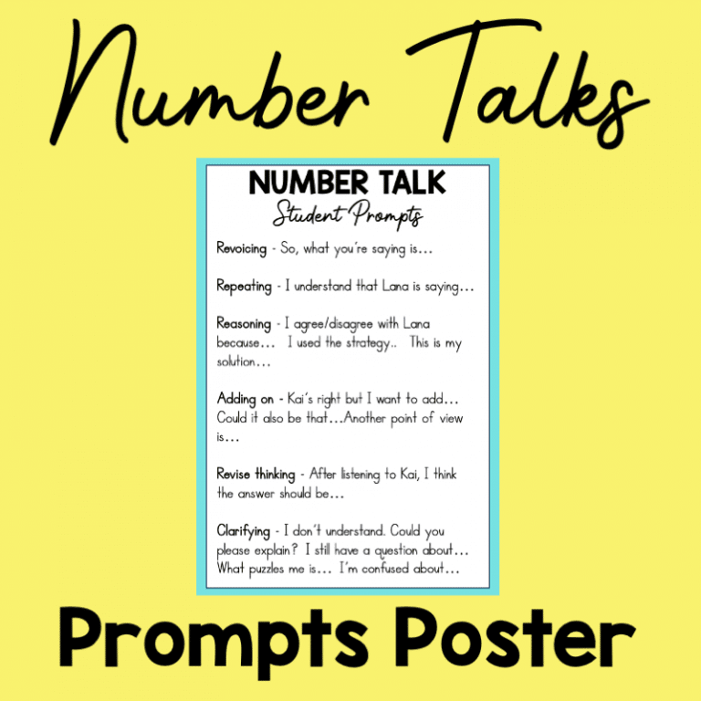 Number Talks Student Question Prompts – Teachie Tings