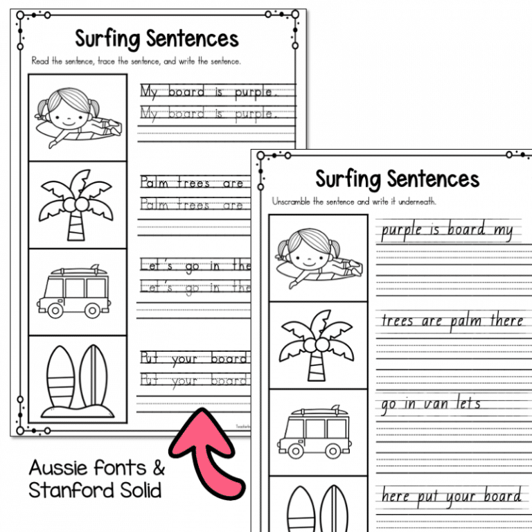 Surfing Sentences and Handwriting – Teachie Tings – Time-Saving Teacher ...
