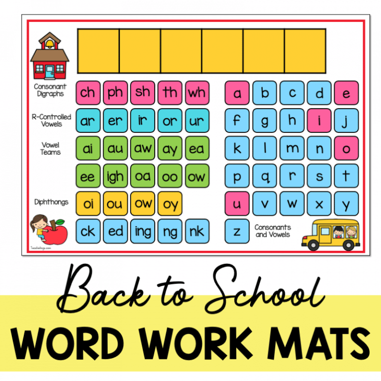 Back to School Word Work Mats – Teachie Tings – Time-Saving Teacher ...