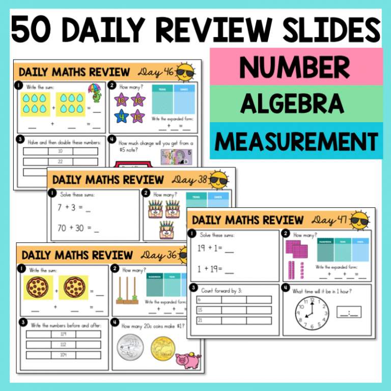 Year 1 Daily Maths Review Slides – Australian Curriculum 10 Weeks – SET ...