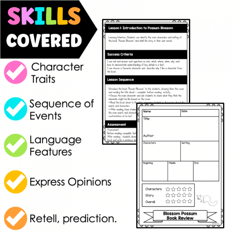 Possum Blossom Picture Book Mini Unit | Possum Craft and Activities ...