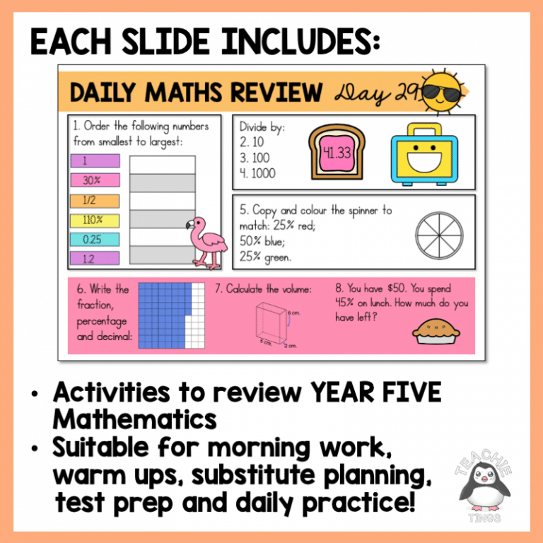 Year 5 Daily Maths Review Set Four – Teachie Tings – Time-Saving ...