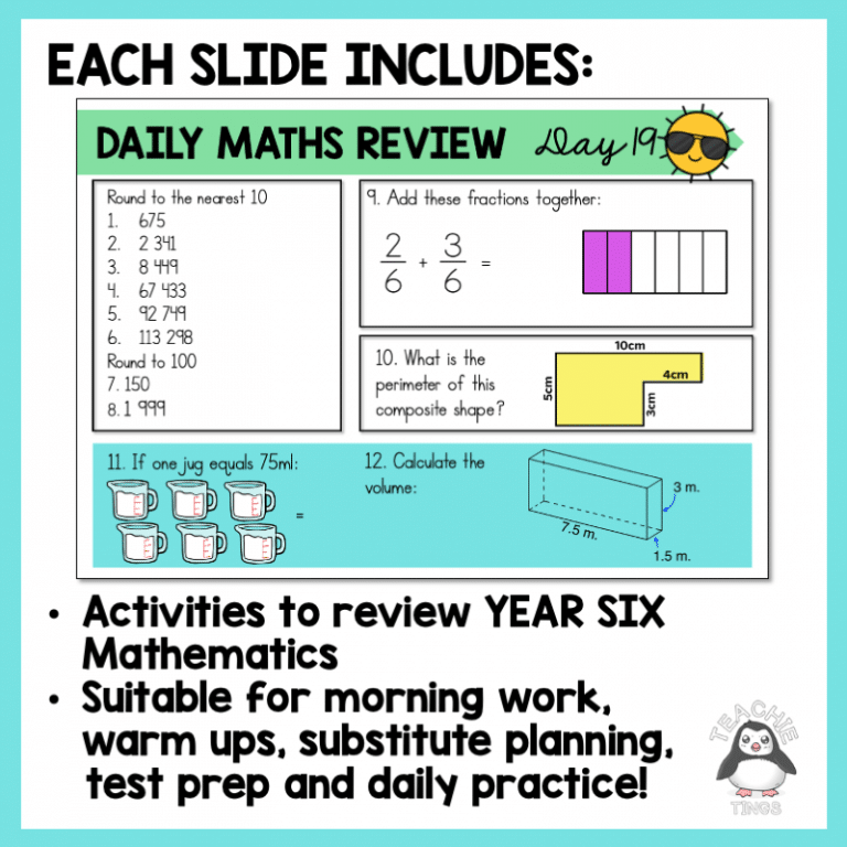 Year 6 Maths Daily Revision Slides | Australian Curriculum v9 | 200 ...