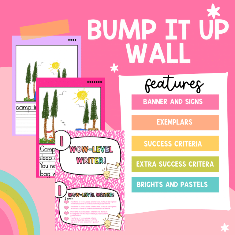 Writing Bump It Up Wall | Student Writing Goals Visual Rubric ...